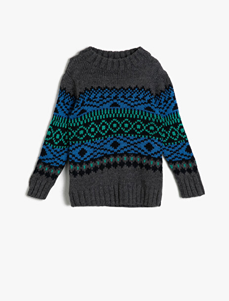 Koton Erkek Çocuk Desenli Triko Kazak