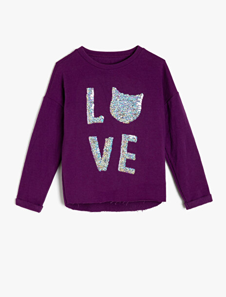 Koton Kız Çocuk Koton Kids Love Pullu T-Shirt