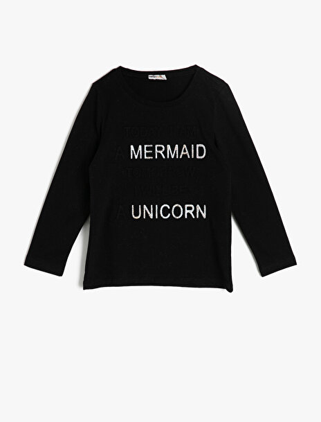Koton Kız Çocuk Unicorn Yazılı Baskılı T-Shirt