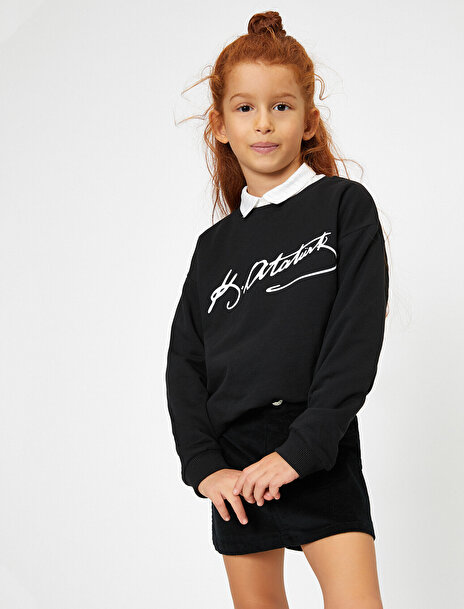 Koton Kız Çocuk Atatürk İmzası Baskılı Sweatshirt