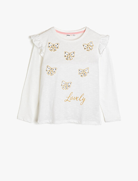 Koton Kız Çocuk Boncuk Detaylı T-Shirt