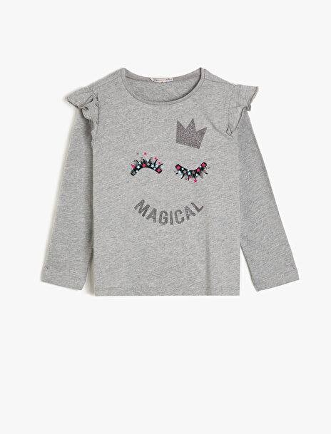 Koton Kız Çocuk İşlemeli T-Shirt