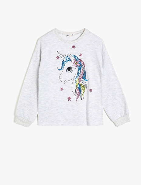 Koton Kız Çocuk Unicorn Pul Detaylı Sweatshirt Koton Kız Çocuk Unicorn Pul Detaylı Sweatshirt