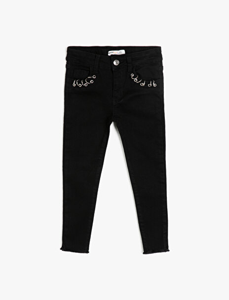 Koton Kız Çocuk Kuş Gözü Detaylı Jean Pantolon