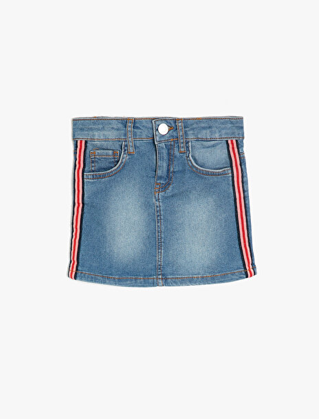 Koton Kız Çocuk Biye Detaylı Jean Etek