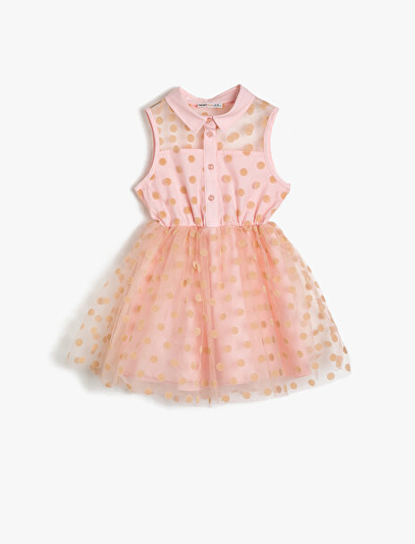Koton Kız Çocuk Puantiyeli Tüllü Gömlek Yaka Düğmeli Kabarık Etekli Orta Boy Elbise Koton Kız Çocuk Puantiyeli Tüllü Gömlek Yaka Düğmeli Kabarık Etekli Orta Boy Elbise