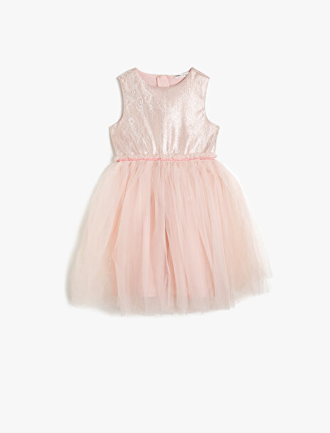 Koton Kız Çocuk Dantelli Belden Oturtmalı Tütü Etekli Orta Boy Elbise