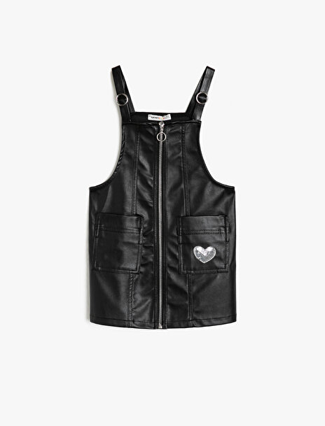 Koton Kız Çocuk Deri Görünümlü Elbise