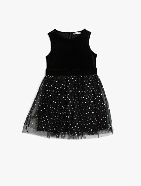 Koton Kız Çocuk Kadife Detaylı Elbise