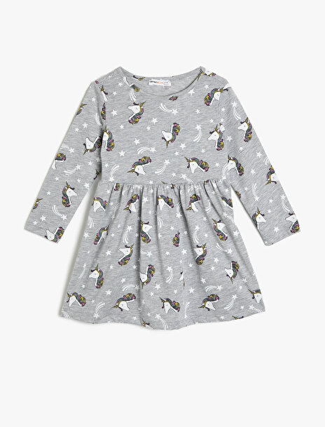 Koton Kız Çocuk Unicorn Baskılı Elbise