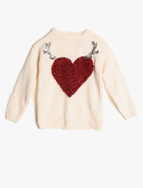 Koton Kız Çocuk Bisiklet Yaka Pul Detaylı İşlemeli Triko Kazak Koton Kız Çocuk Bisiklet Yaka Pul Detaylı İşlemeli Triko Kazak