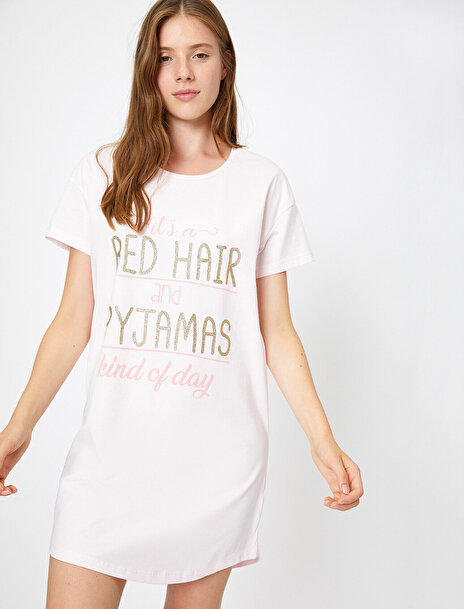 Koton Kadın Yazılı Baskılı Gecelik