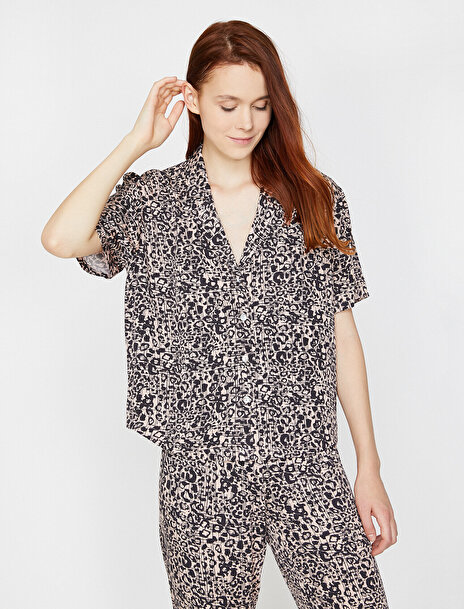 Koton Kadın Modern Leoparlı Viskon Pijama Üstü