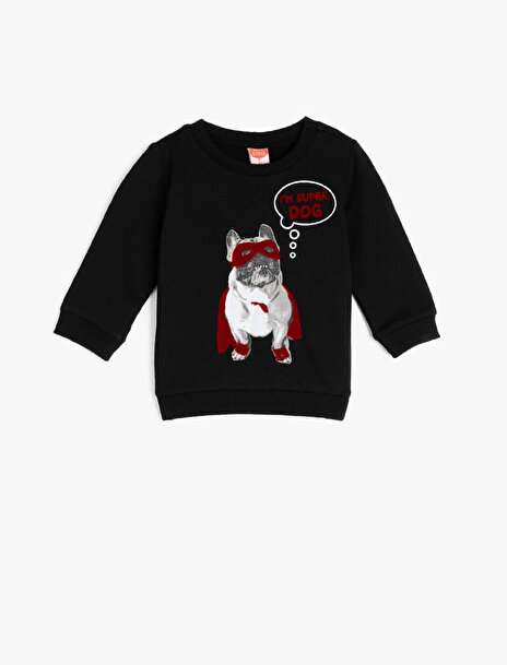 Koton Erkek Çocuk Pamuklu Uzun Kollu Bisiklet Yaka Hayvan Baskılı Sweatshirt