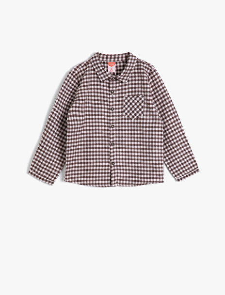 Koton Erkek Çocuk Klasik Yaka Kareli Uzun Kollu Gömlek