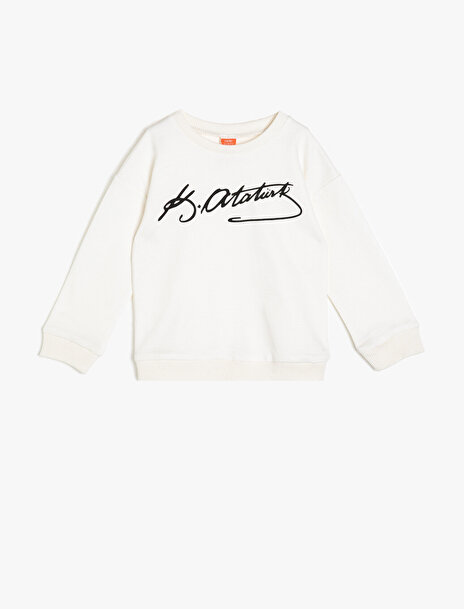 Koton Kız Çocuk Atatürk İmzası Baskılı Sweatshirt