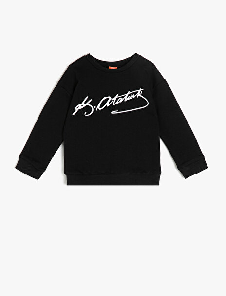 Koton Kız Çocuk Atatürk İmzası Baskılı Sweatshirt