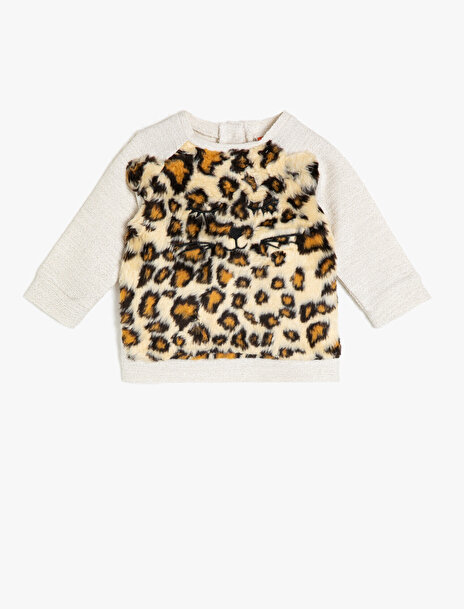 Koton Kız Çocuk Leopar Desenli Sweatshirt