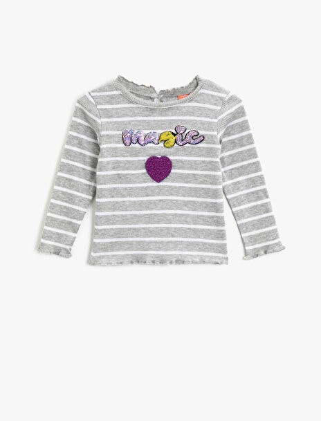 Koton Kız Çocuk İşlemeli T-Shirt