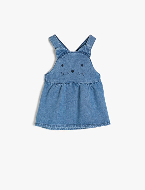 Koton Kız Çocuk İşlemeli Jean Elbise