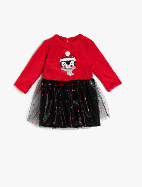 Koton Kız Çocuk Polar Tüllü Payetli Uzun Kollu Prenses Elbise Koton Kız Çocuk Polar Tüllü Payetli Uzun Kollu Prenses Elbise