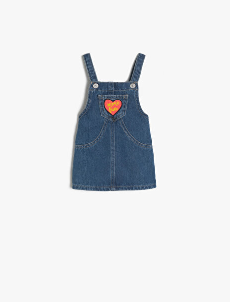 Koton Kız Çocuk İşlemeli Jean Elbise