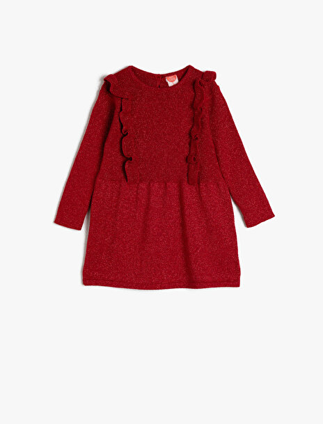 Koton Kız Çocuk Bisiklet Yaka Simli Fırfırlı Elbise