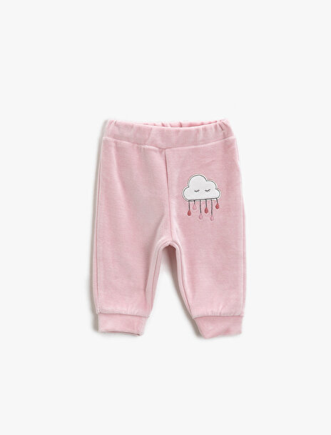 Koton Erkek Çocuk Kadife Eşofman Altı İşlemeli Pamuklu Bibaby