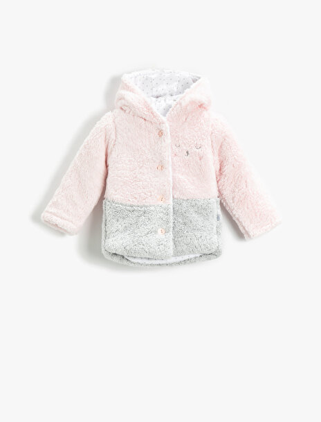 Koton Kız Çocuk Peluş Mont Kapüşonlu Pamuklu