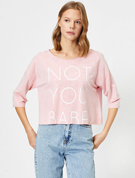 Koton Kadın Yazı Baskılı Uzun Kollu Sweatshirt