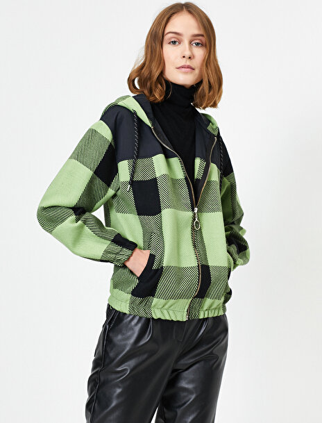 Koton Kadın Kapüşonlu Ekoseli Cep Detaylı Mont Koton Kadın Kapüşonlu Ekoseli Cep Detaylı Mont