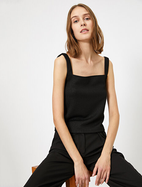 Koton Kadın Kare Yaka Simli Atlet