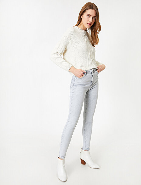 Koton Kadın Yüksel Bel Dar Paça Jean Pantolon