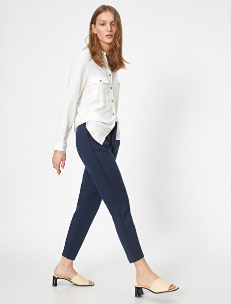 Koton Kadın Kumaş Özellikli Beli Bağlamalı Pantolon