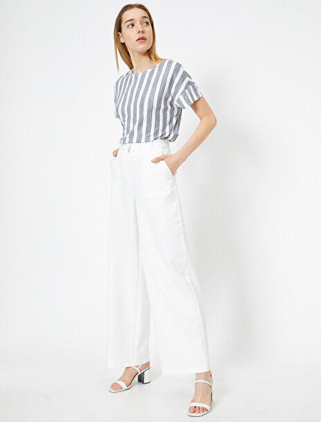 Koton Kadın Regular Fit Geniş Paça Pantolon Koton Kadın Regular Fit Geniş Paça Pantolon