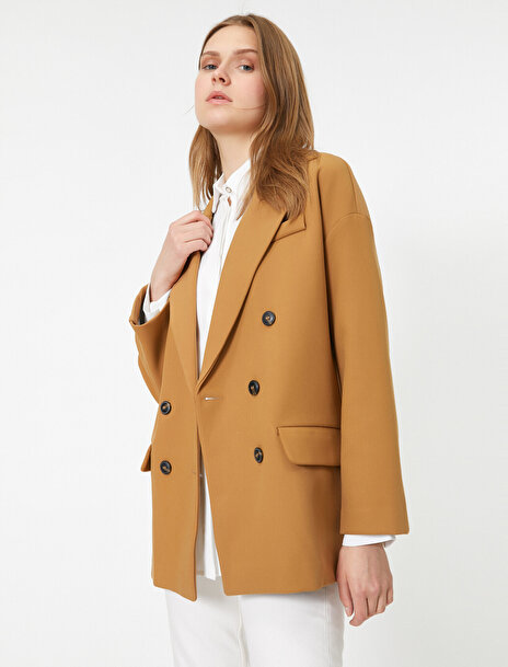 Koton Kadın V Yaka Düğme Detaylı Ceket