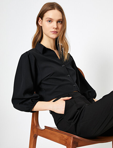 Koton Kadın Omuz Pili Detaylı Kısa Gömlek