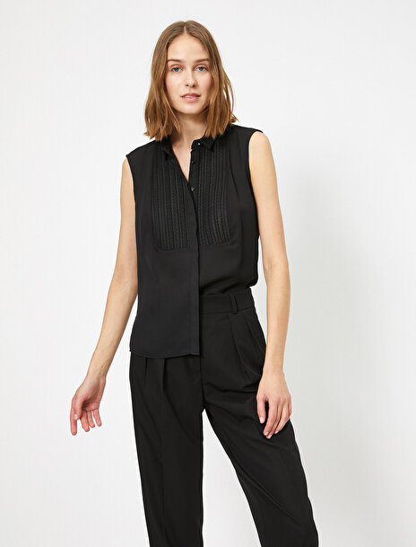 Koton Kadın Yaka Detaylı Kolsuz Gömlek