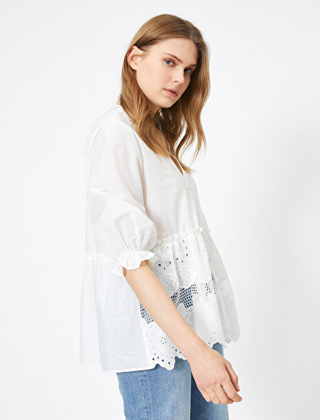 Koton Kadın Dantel Detaylı Gömlek