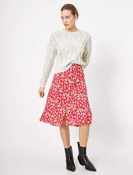 Koton Kadın Desenli Önden Düğmeli Etek Koton Kadın Desenli Önden Düğmeli Etek