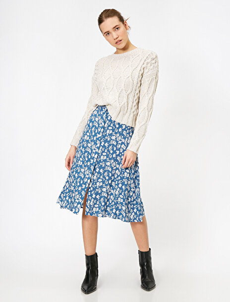 Koton Kadın Desenli Önden Düğmeli Etek Koton Kadın Desenli Önden Düğmeli Etek