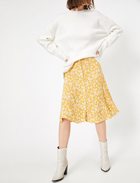 Koton Kadın Desenli Önden Düğmeli Etek Koton Kadın Desenli Önden Düğmeli Etek