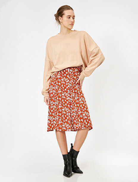 Koton Kadın Desenli Önden Düğmeli Etek Koton Kadın Desenli Önden Düğmeli Etek