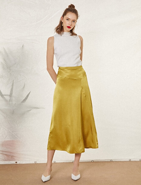 Koton Kadın Bel Dikiş Detaylı Midi Boy Etek