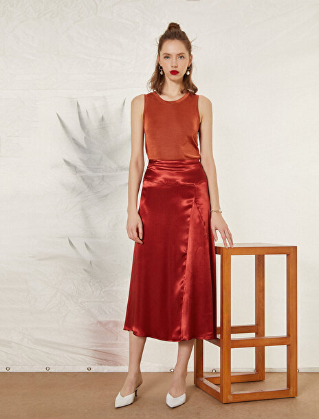 Koton Kadın Bel Dikiş Detaylı Midi Boy Etek