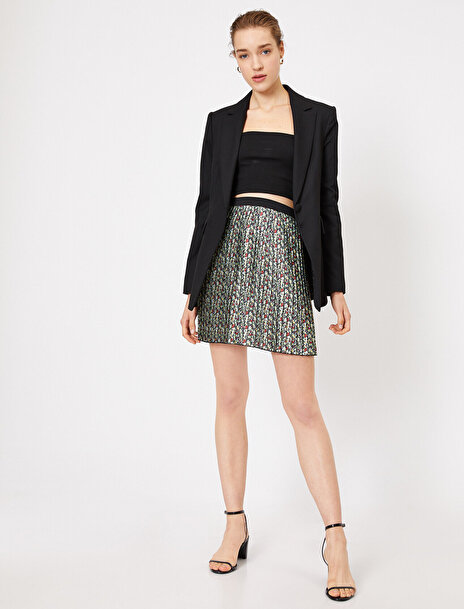 Koton Kadın Çiçek Desenli Pile Detaylı Kısa Etek