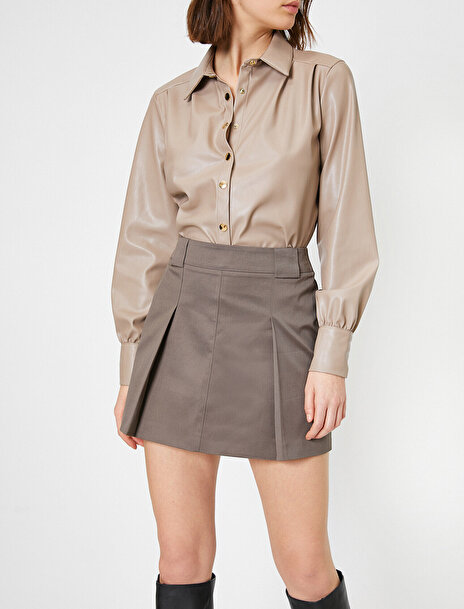 Koton Kadın Yüksek Bel Pile Detaylı Mini Etek