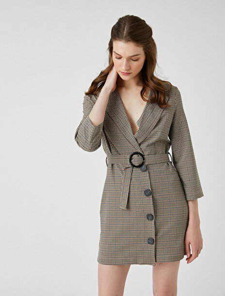 Koton Kadın Ceket Elbise Kemerli Düğmeli