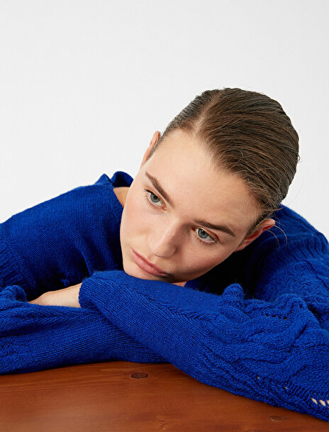 Koton Kadın Kayik Yaka Uzun Kollu Triko Kazak