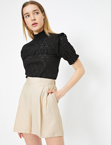 Koton Kadın Yüksek Bel Dokuma Şort